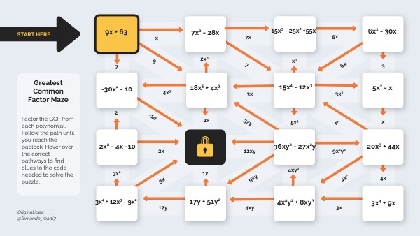 GCF Polynomials Maze | Genially