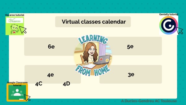 Calendar virtual classes | Genially