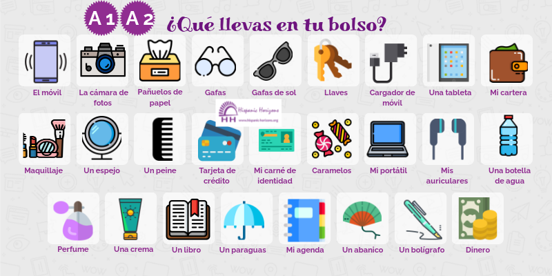 A1, A2 Qué llevas en tu bolso | Genially