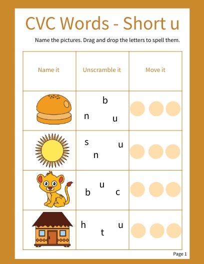 CVC Short Vowel u | Genially