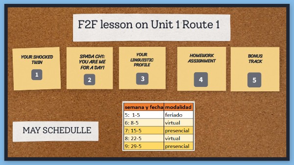 F2F LESSON ON UNIT 1 ROUTE 1 | Genially