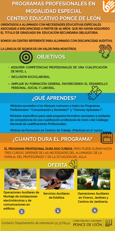 PROGRAMAS PROFESIONALES EN MODALIDAD ESPECIAL C.E. Ponce de León