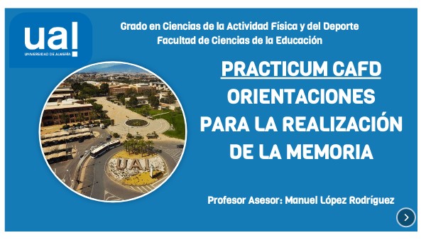 Orientaciones Memoria Practicum CAFD | Genially