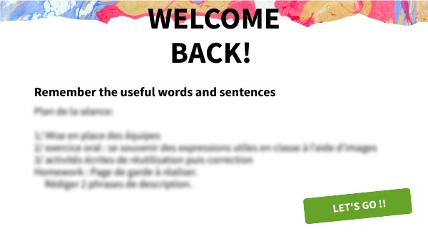 Welcome back | Genially