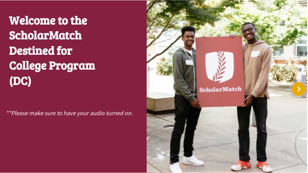 ML1: Welcome to ScholarMatch// Destination College