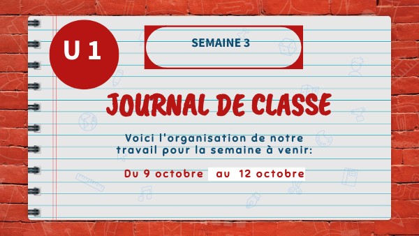 S3 - A2 -JOURNAL DE CLASSE - Rentrée | Genially