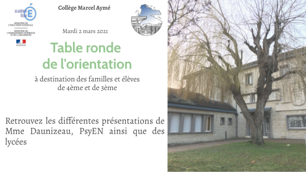 Table ronde de l'orientation : présentations | Genially