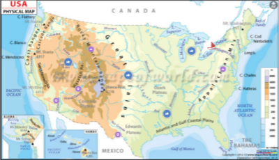 USA - PHYSICAL MAP | Genially