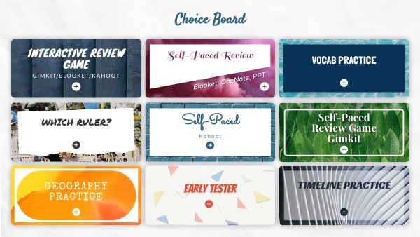 Copy - CHOICE BOARD- Chapter 9 Test | Genially
