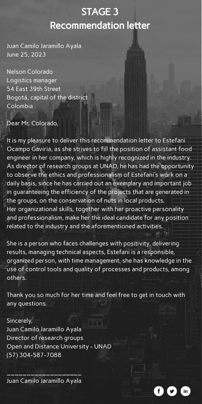Recommendation letter - Juan Camilo Jaramillo Ayala