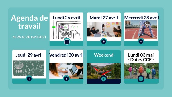Agenda de travail - semaine du 26 avril | Genially