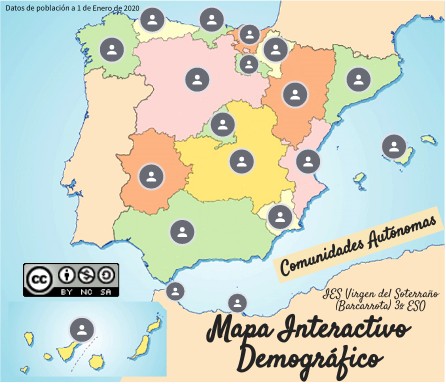 MAPA INTERACTIVO DEMOGRÁFICO POR COMUNIDADES AUTÓNOMAS. | Genially
