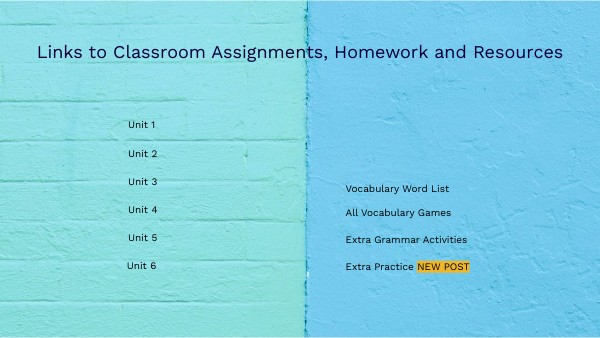 B1 - Links to Classwork, Homework and Resources