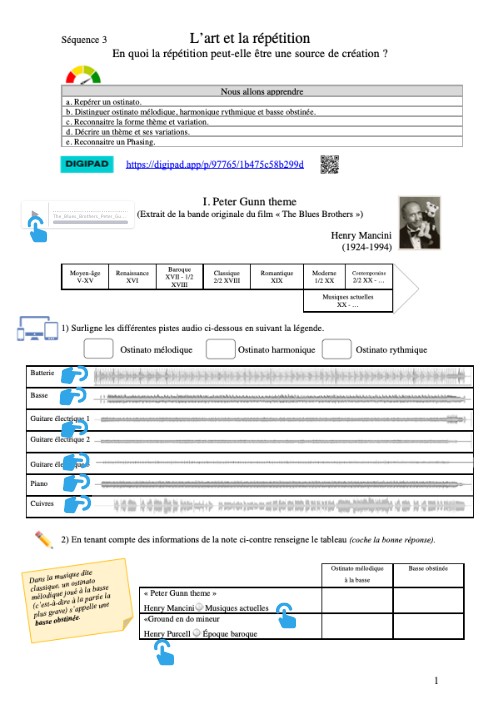 fiche élèves interactive (Séquence 2- 5ème) | Genially