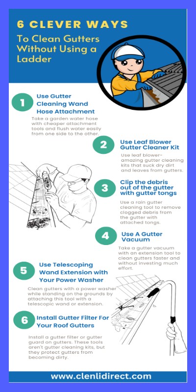 6 Clever Ways To Clean Gutters Without Using a Ladder | Genially