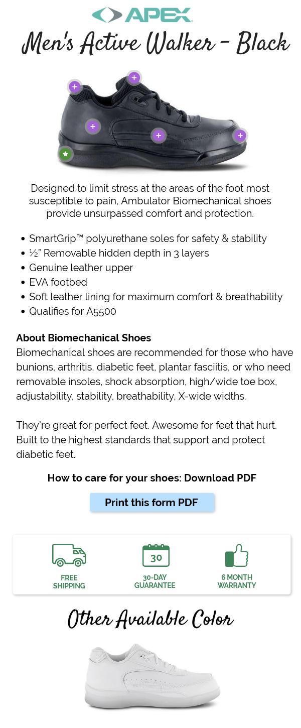 Apex Men's Active Walker - Black | Dahl Medical Supply