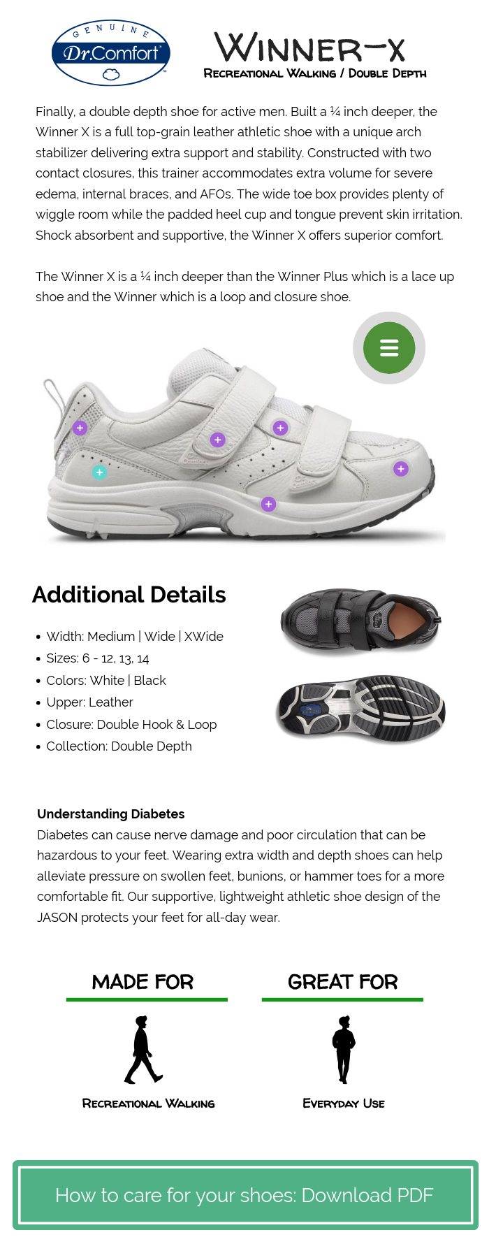 Dr.Comfort Men's Winner-x Double Depth Diabetic Shoe | Dahl Medical Supply
