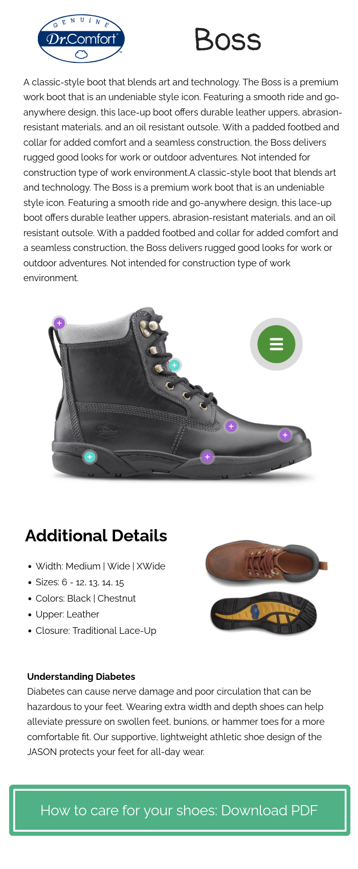 Dr.Comfort Men's Boss Therapeutic Work Boot | All For Legs | Genially