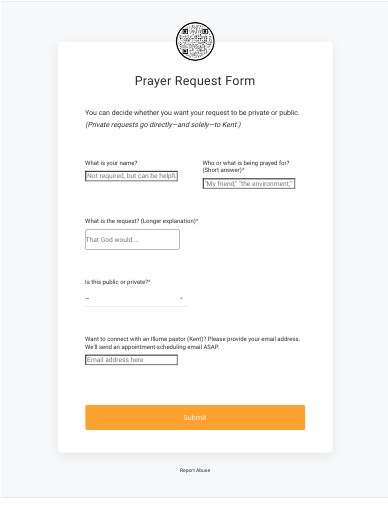 Spotlight - Prayer Request Form | Genially