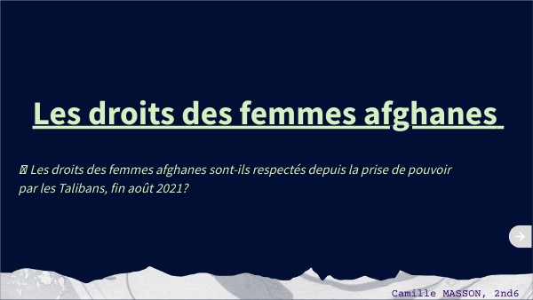 Exposé, EMC, droits des femmes afganes | Genially