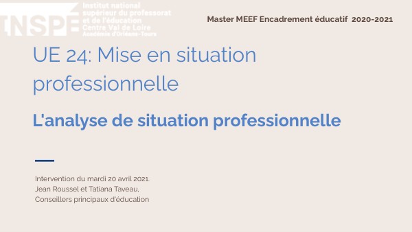 INSPE 20 Avril 2021 | Genially