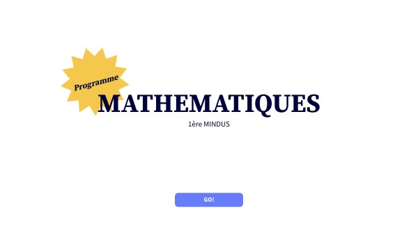 Programme de mathématiques - 1MINDUS