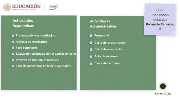 GUÍA Planeación docente Proyecto Terminal II