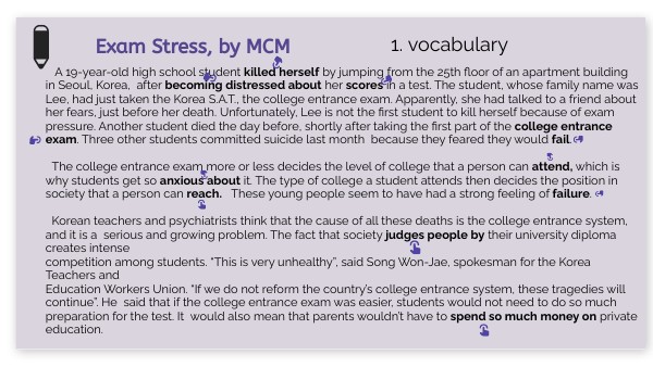 Selectividad text: Exam stress.