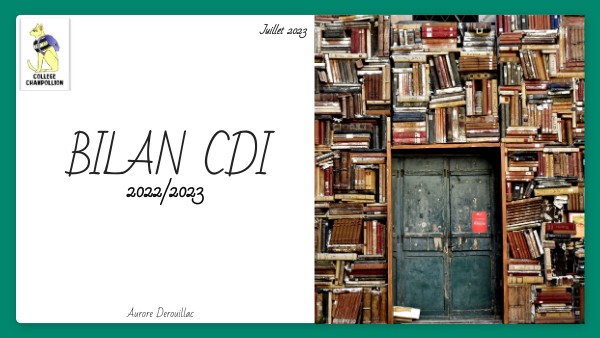 Bilan CDI 2022/ 2023 | Genially