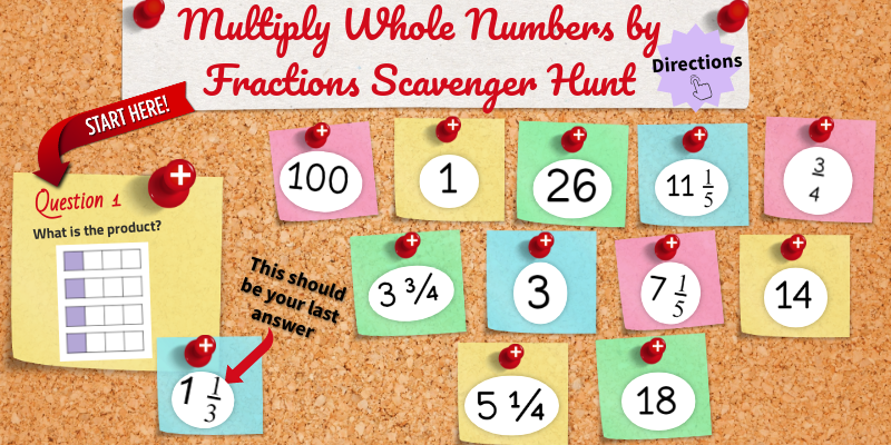 Multiply Whole Numbers by Fractions - Scavenger Hunt