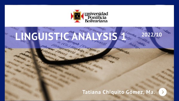 Linguistic Analysis 1 - Course intro | Genially