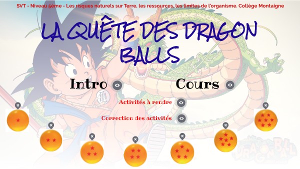 Montaigne- Chapitre 11 - Les risques naturels - Dragon ball | Genially
