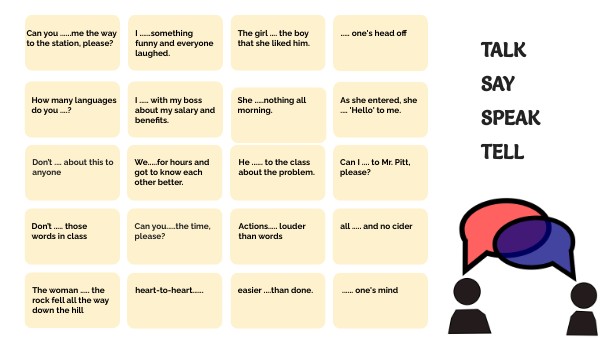 joc talk say speak tell | Genially