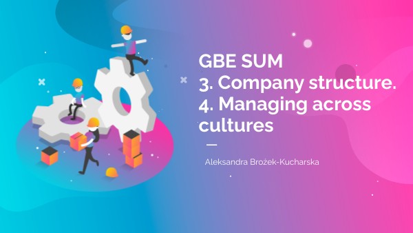 GBE SUM 3 & 4, COMPANY STRUCTURE, MANAGING ACROSS CULTURE