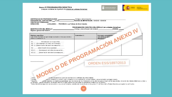 MODELO DE PROGRAMACIÓN ANEXO IV | Genially