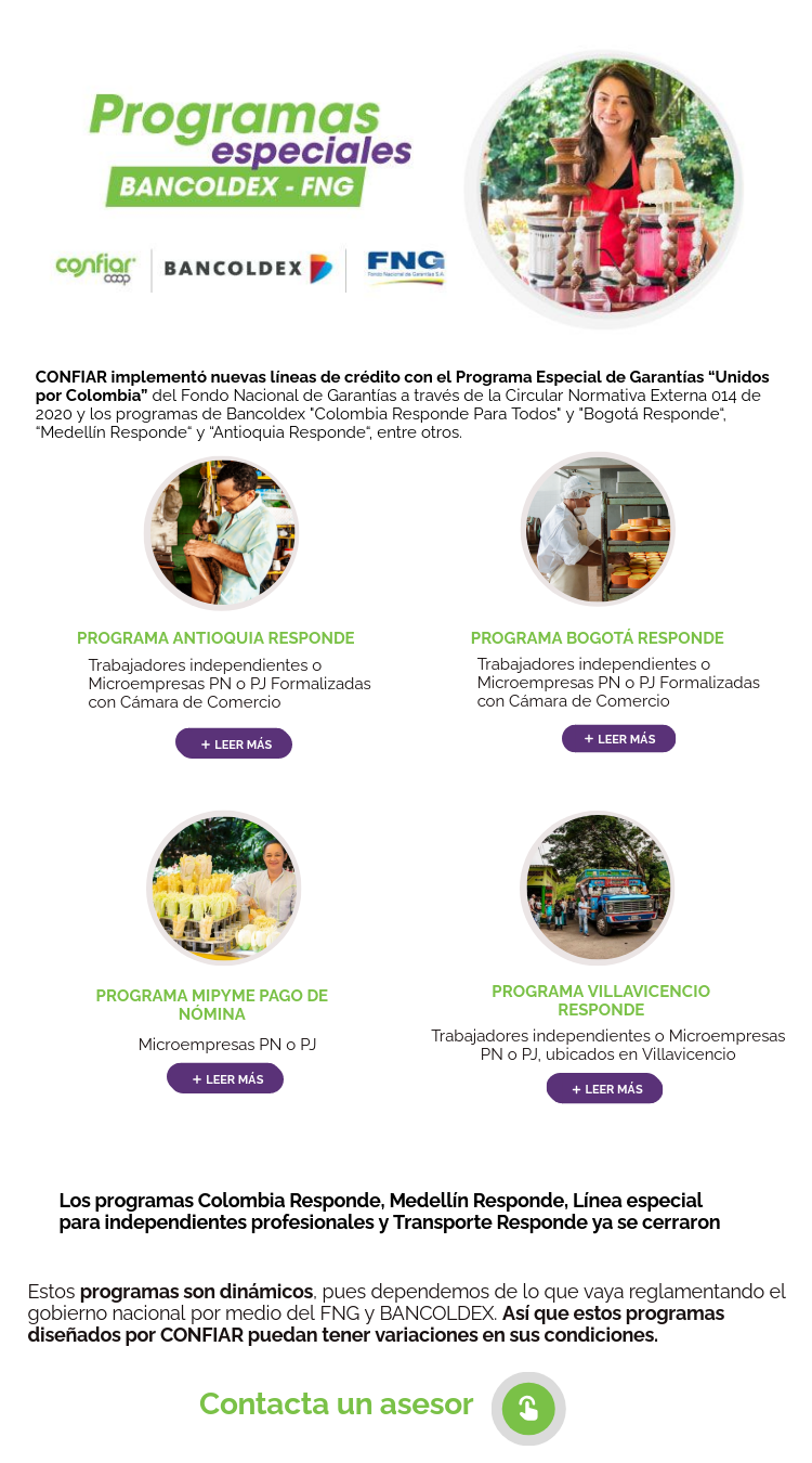 PROGRAMAS ESPECIALES BANCOLDEX