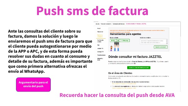 Push sms de factura