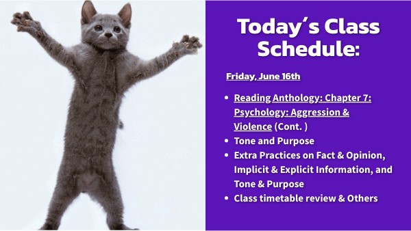 today´s class schedule