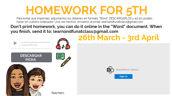 homework 5th 26 marzo - 3 abril | Genially
