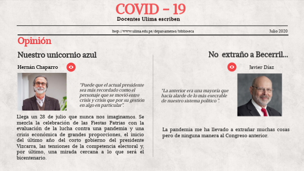 Docentes Ulima escriben (julio 2020) | Genially