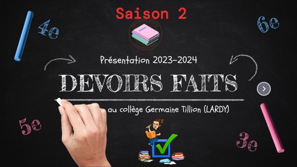 Présentation Devoirs faits Septembre 2023