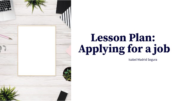 Lesson plan: applying for a job | Genially