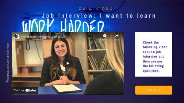 QUIZ VÍDEO: job interview | Genially