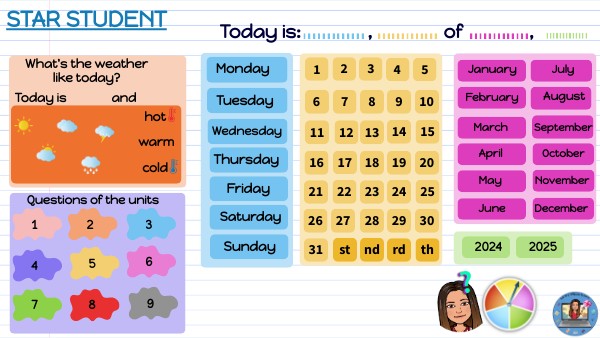 Copy - INTERACTIVE DAILY CALENDAR. Sandrasplaces2learn | Genially
