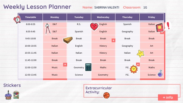 My School Timetable | Genially