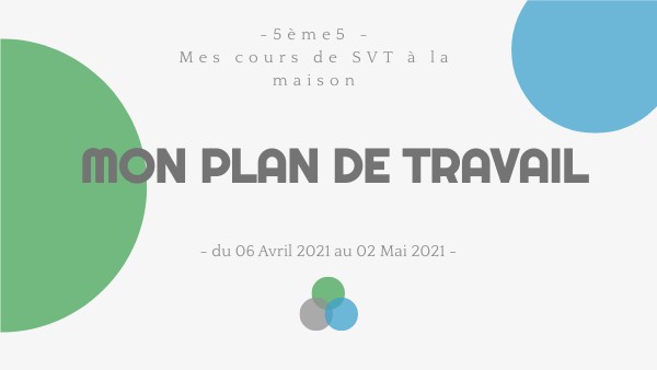 Plan de travail - 5ème 5 | Genially