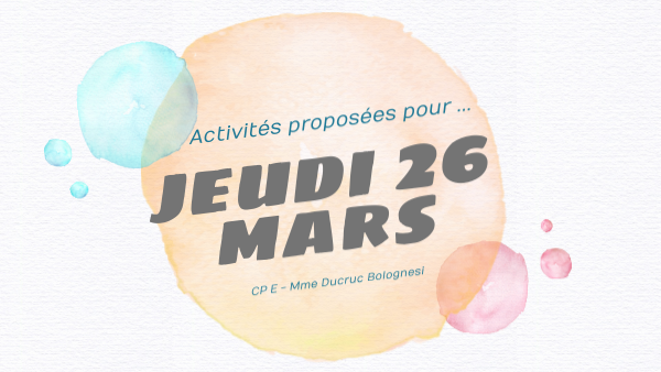 Jeudi 26 mars | Genially