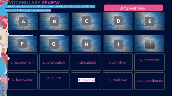 UNIT 6 VOCABULARY REVIEW