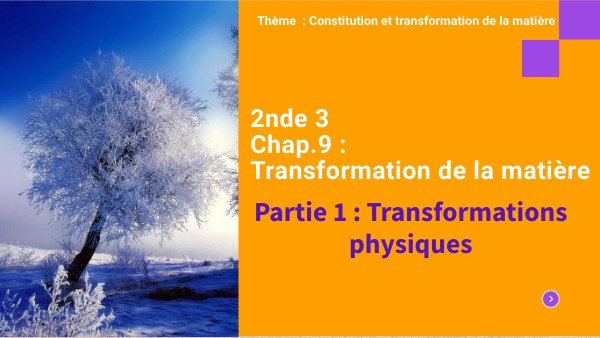 2nde3 Chap.9 - Partie1 : Transformation physique