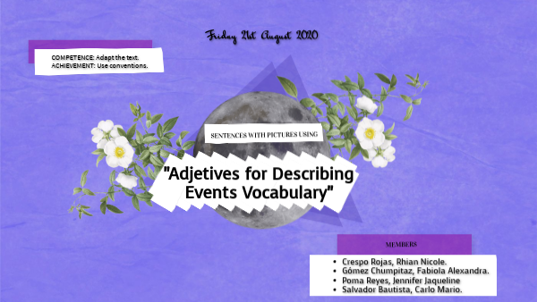 "Adjetives for Describing Events Vocabulary" | Genially